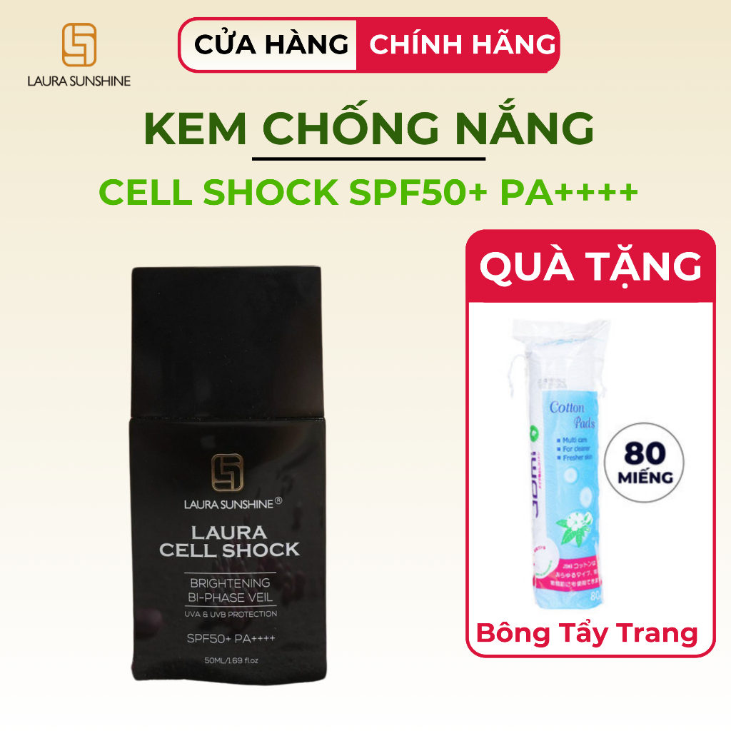 Kem chống nắng NHŨ TƯƠNG Nâng Tông Laura Cell Shock SPF50+ PA+++ 50ml - Laura Sunshine Nhật Kim ...