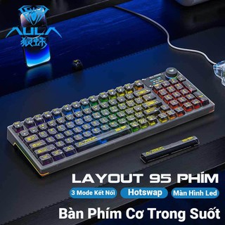 Bàn Phím Cơ Bluetooth Trong Suốt Aula F98 PRO LED RGB, Màn Hình LED tuỳ ...
