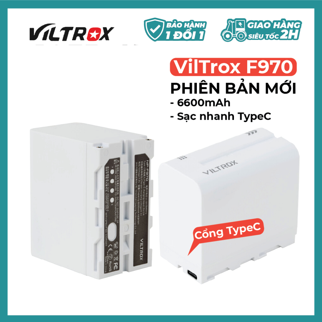 Pin NP-F970 6600mAh tích hợp sạc TypeC cho đèn Led Chính Hãng VILTROX ...
