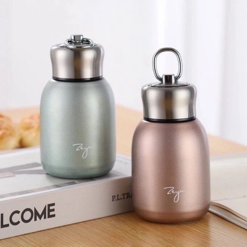 Bình giữ nhiệt 2 lớp INOX 304 300ml cao cấp có quai xách. Chai nước giữ nhiệt nhỏ gọn xinh xắn ...