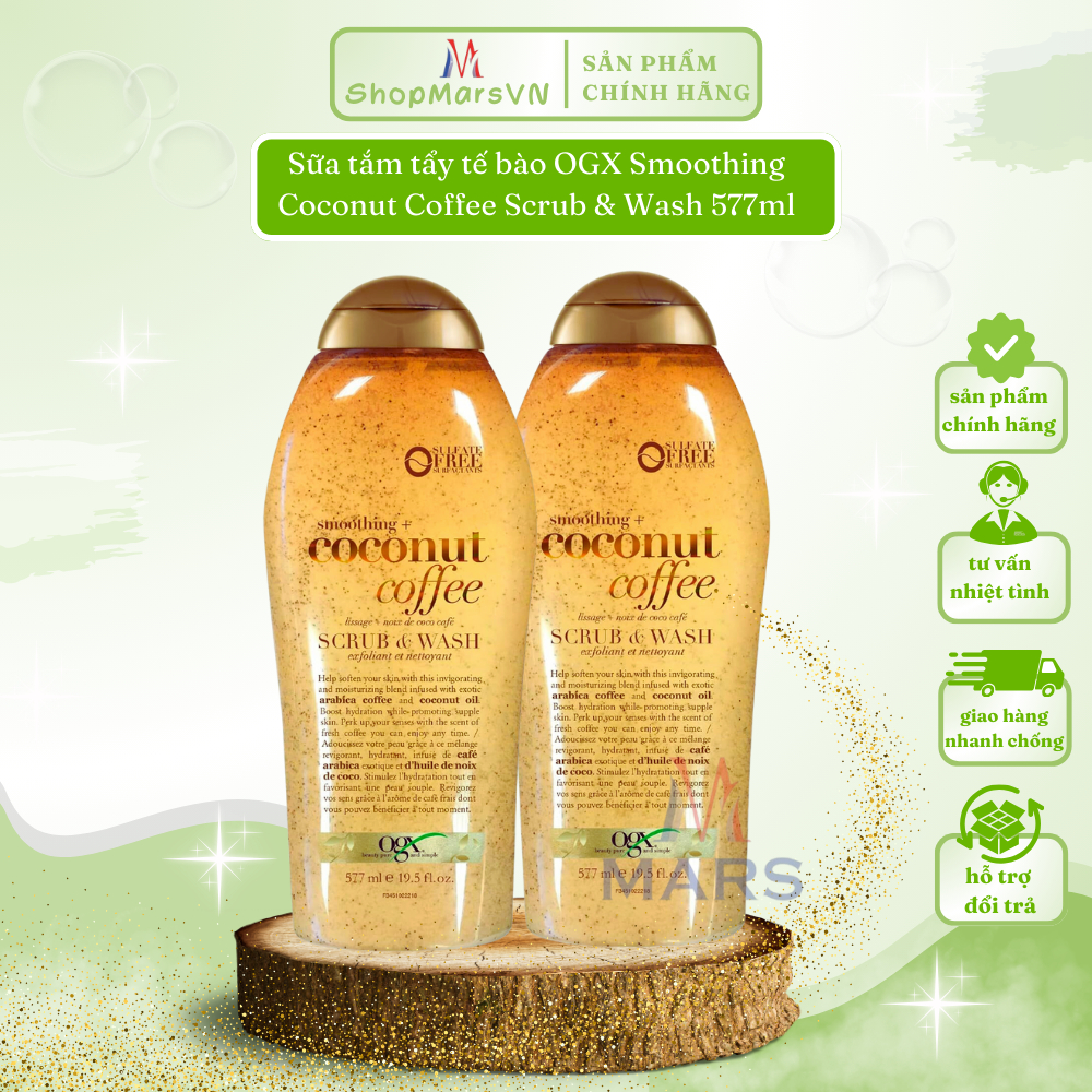 Sữa tắm tẩy tế bào OGX Smoothing Coconut Coffee Scrub & Wash 577ml, DỪA ...