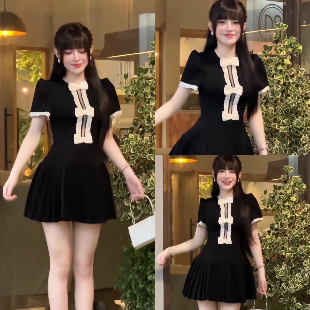 Váy nữ phối nơ dập ly dáng xoè ngắn T17 | Shopee Việt Nam