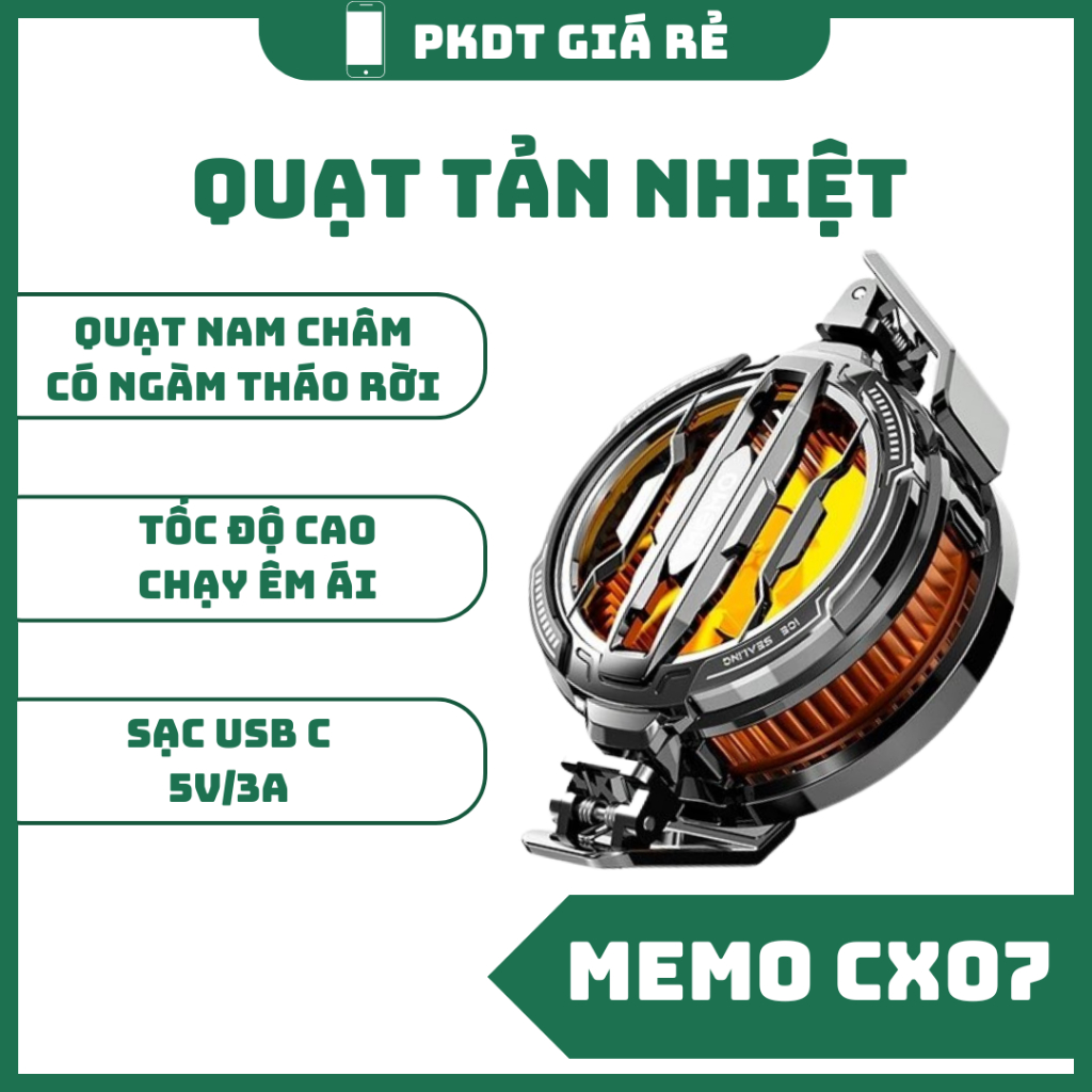Quạt Tản Nhiệt Điện Thoại Sò Lạnh MEMO CX07 - LED Gaming, Làm Lạnh Cực ...