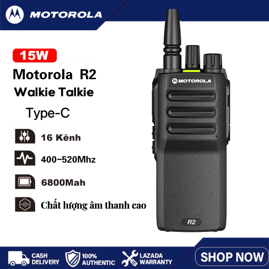 Bộ đàm Motorola r2 16 kênh công suất 15W pin lớn 6800mAh phát sóng tần ...