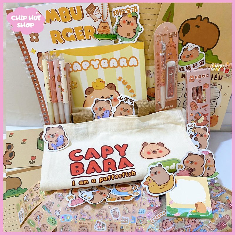 Set đồ Capybara - Set đồ dùng học tập họa tiết Capybara cute | Shopee ...