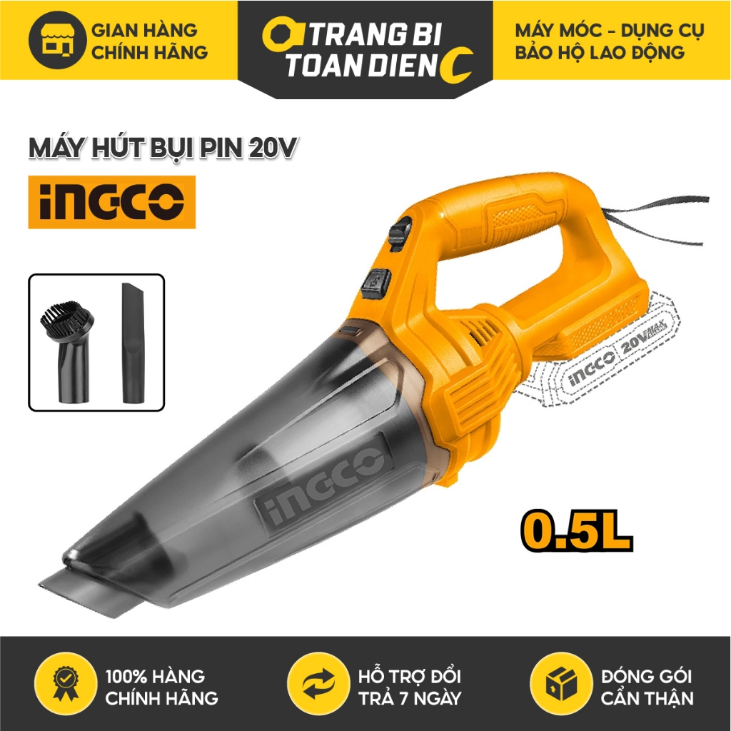 Máy hút bụi 0.7L INGCO CVLI2001, 20V, thùng rỗng ≥6.0KPa, chứa bụi 0.7L ...