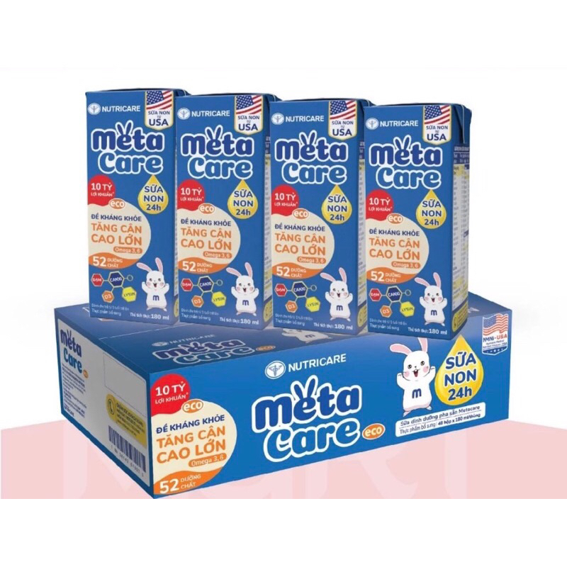 Thùng sữa bột pha sẵn Nutricare Metacare Eco xanh nước loại 180ml (48 hộp) | Shopee Việt Nam