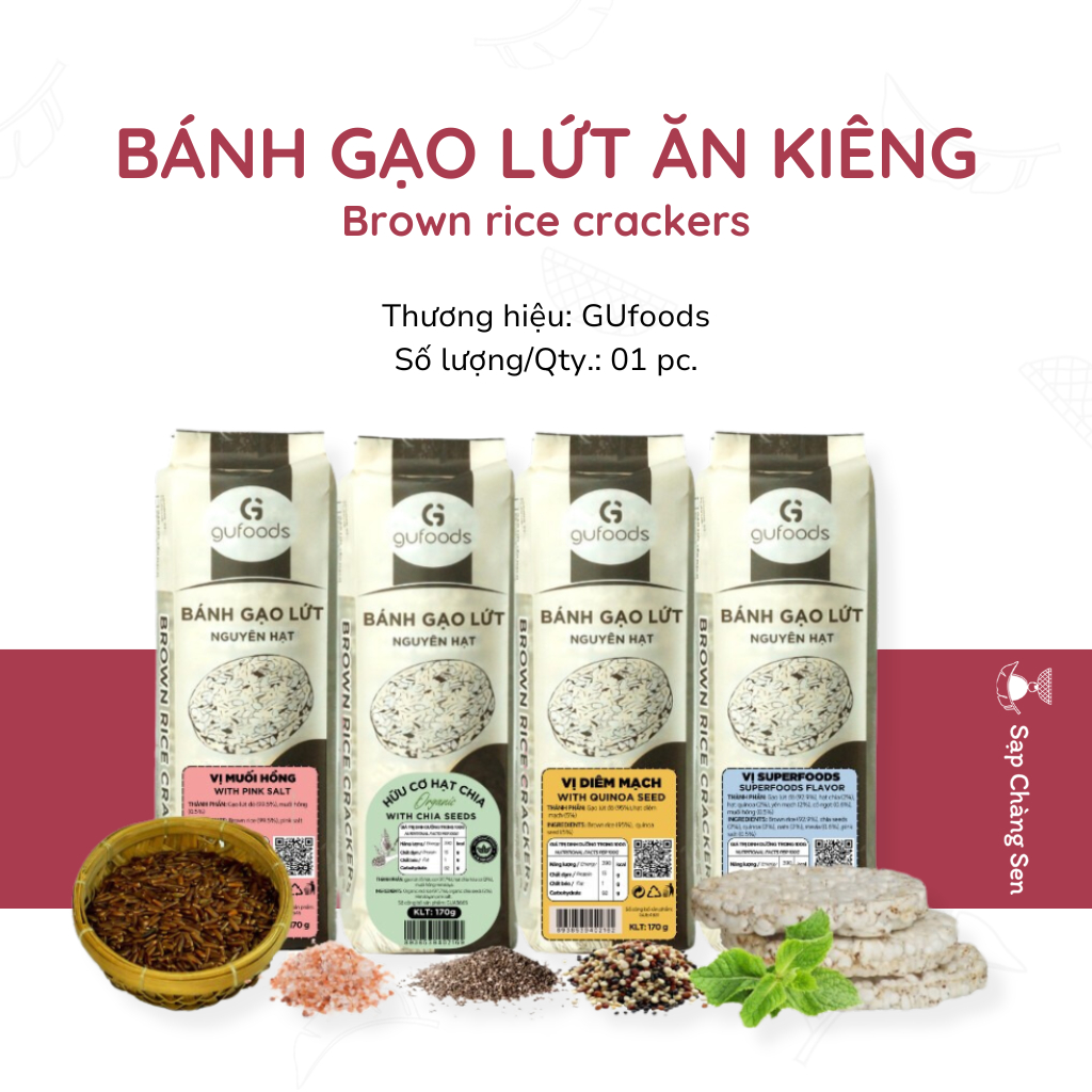 Bánh gạo lứt ăn kiêng / Brown rice crackers (GUfoods) - 170g | Shopee ...