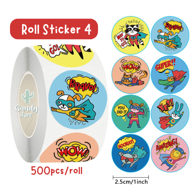 Cuộn 500 sticker nhãn dán tròn khen thưởng (nhiều mẫu) | Shopee Việt Nam