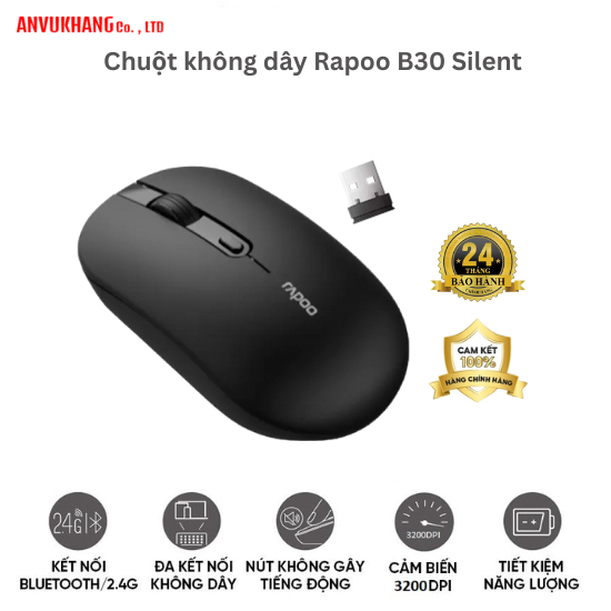 Chuột không dây Rapoo B30 Silent chống ồn | Shopee Việt Nam