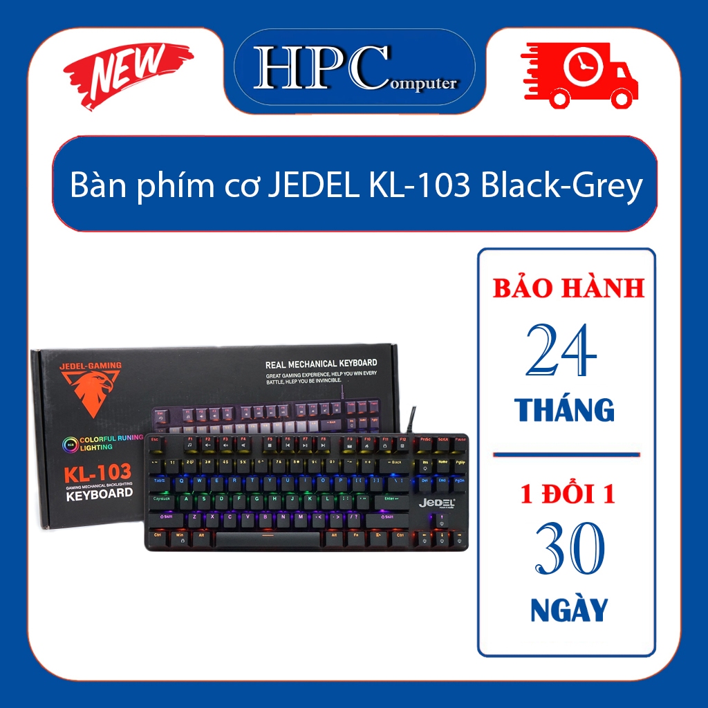 Bàn phím cơ blue switch JEDEL KL-103 Black-Grey | Shopee Việt Nam