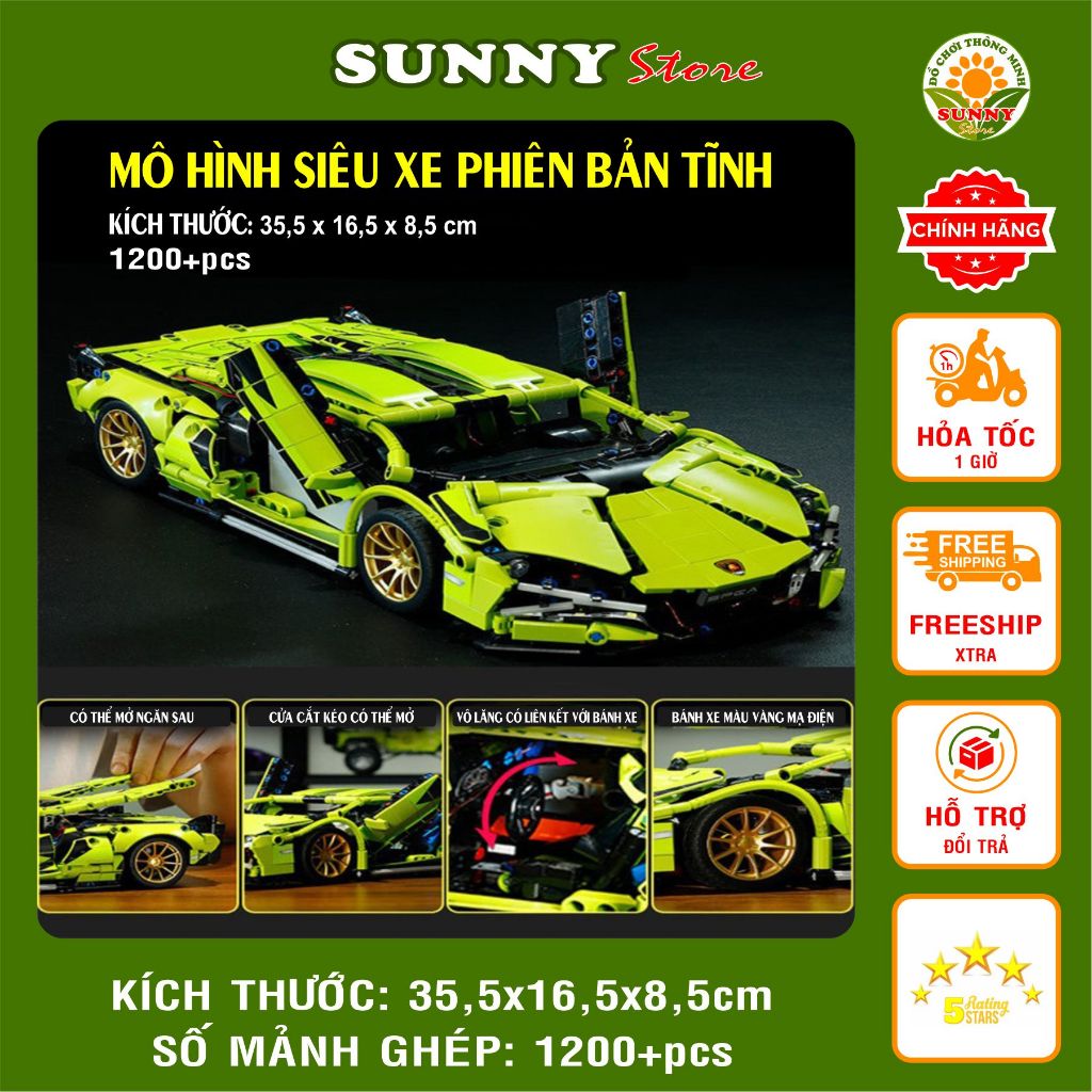 Xe ô ô đồ chơi mô hình lắp ráp siêu xe Lamboni 1280 PCS tỉ lệ 1:14 lego ...