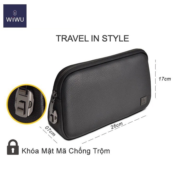 WIWU Alpha Anti-theft Clutch Bag- Ví Cầm Tay đựng phụ kiện bằng da cao ...
