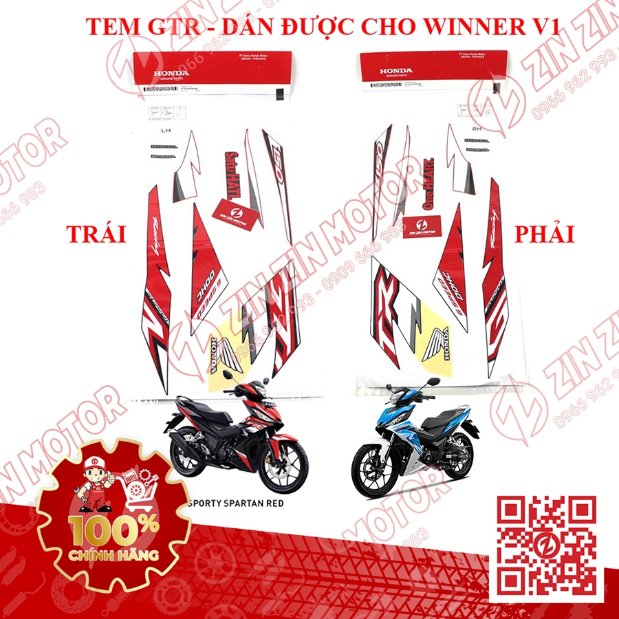 Tem Honda Racing GTR Trắng Đỏ Phải Trái Winner V1, Winner GTR Indo ...
