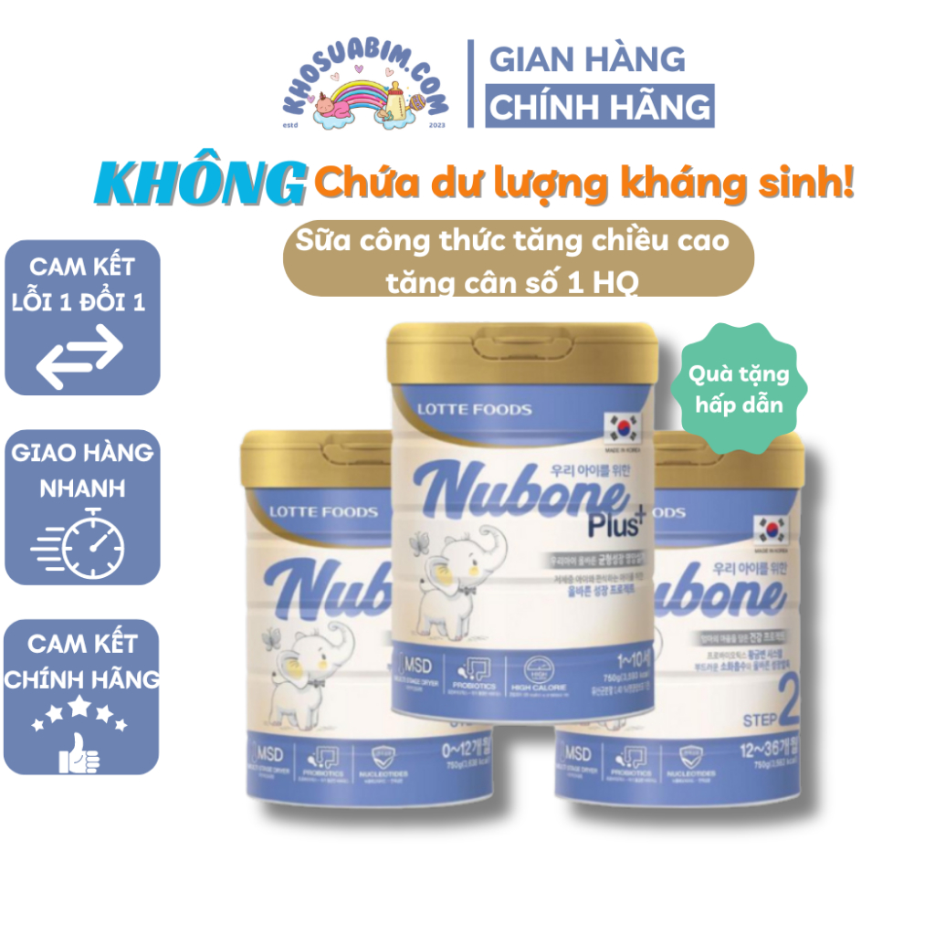 Sữa cho bé Nubone Plus+, Step 1, Step 2 750gr, Sữa bột công thức giúp ...