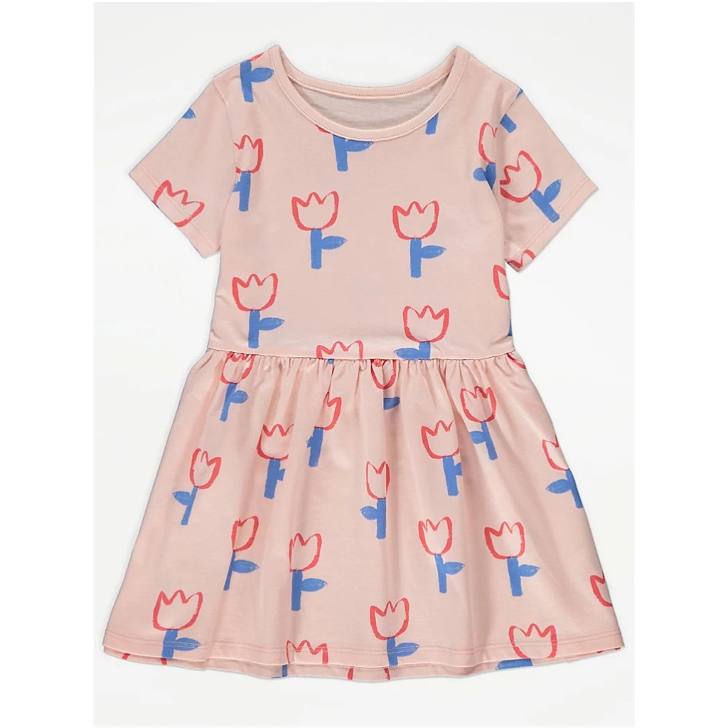 Váy thun George tay ngắn màu hồng in hoa tulip 1 tuổi - 5 tuổi (10-20kg ...
