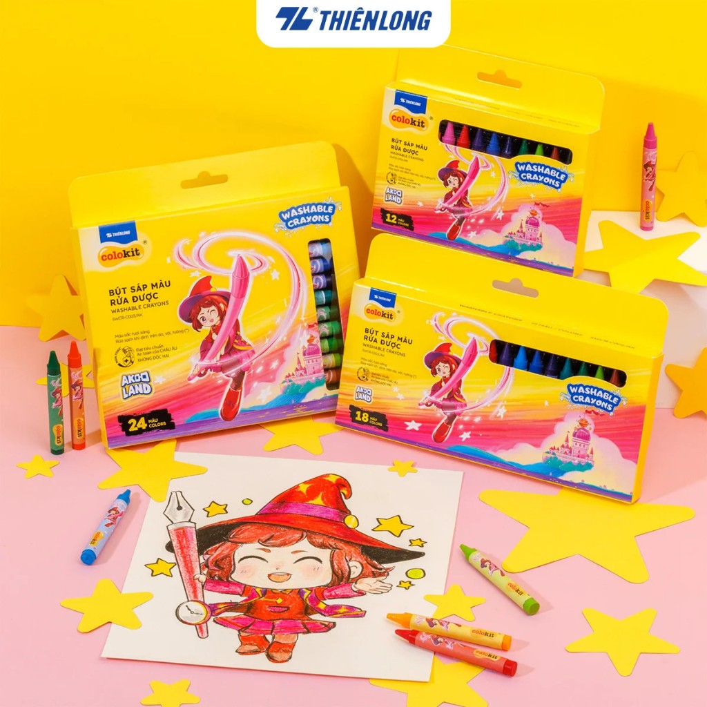 Sáp 12/18/24 màu rửa được - Washable Crayons Thiên Long Colokit - Nhân ...
