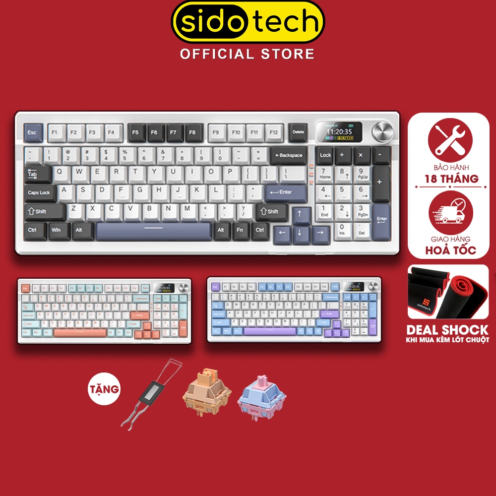 Bàn phím cơ gaming không dây SIDOTECH Y95 bluetooth 3 mode 95 phím có ...