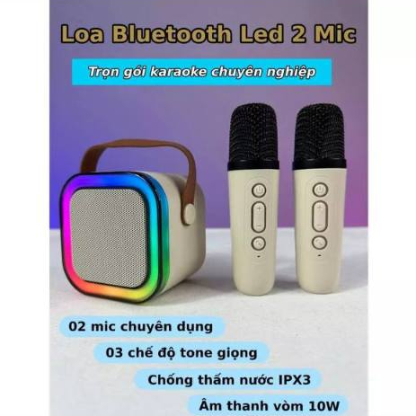 Loa Bluetootha Karaoke Mini 2 Mic Led Đổi Màu | Shopee Việt Nam