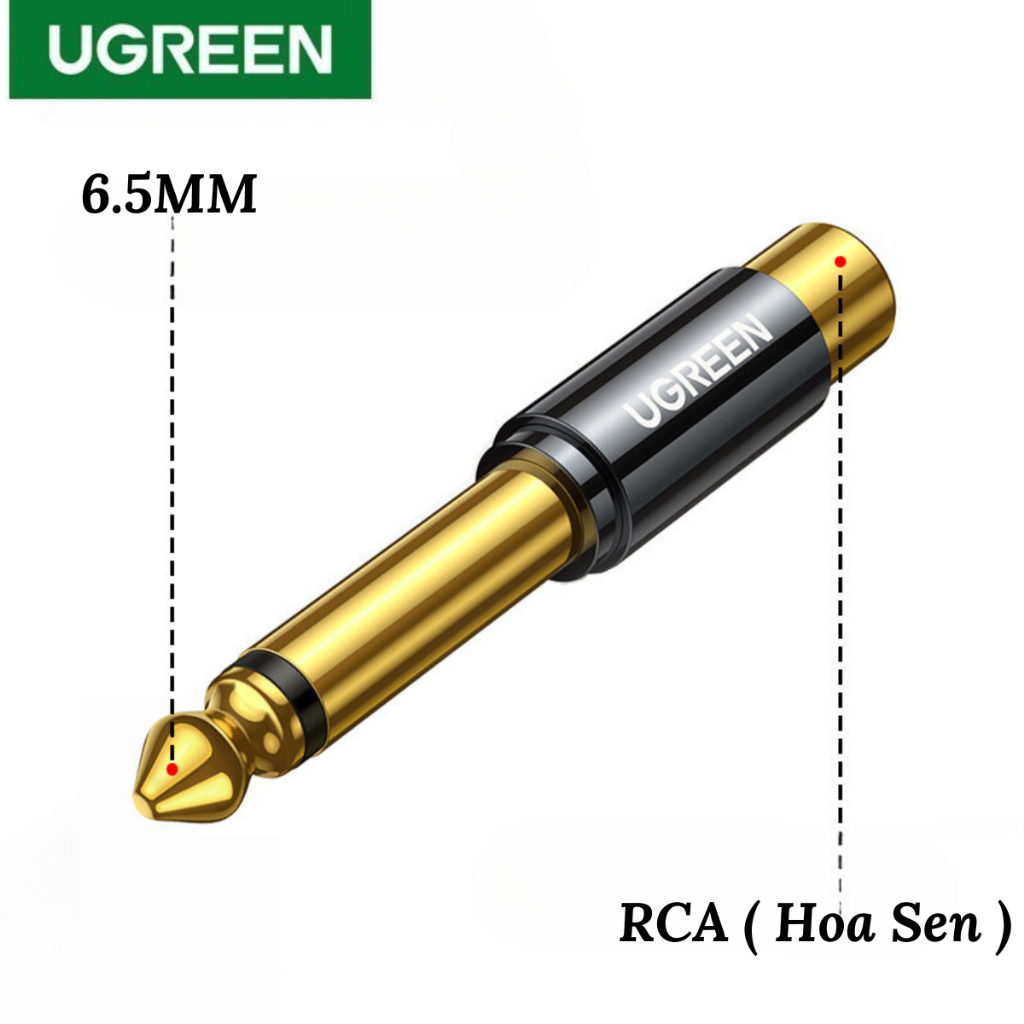 Đầu chuyển âm thanh 6.5mm sang RCA UGREEN chất lượng cao, mạ vàng, bảo ...