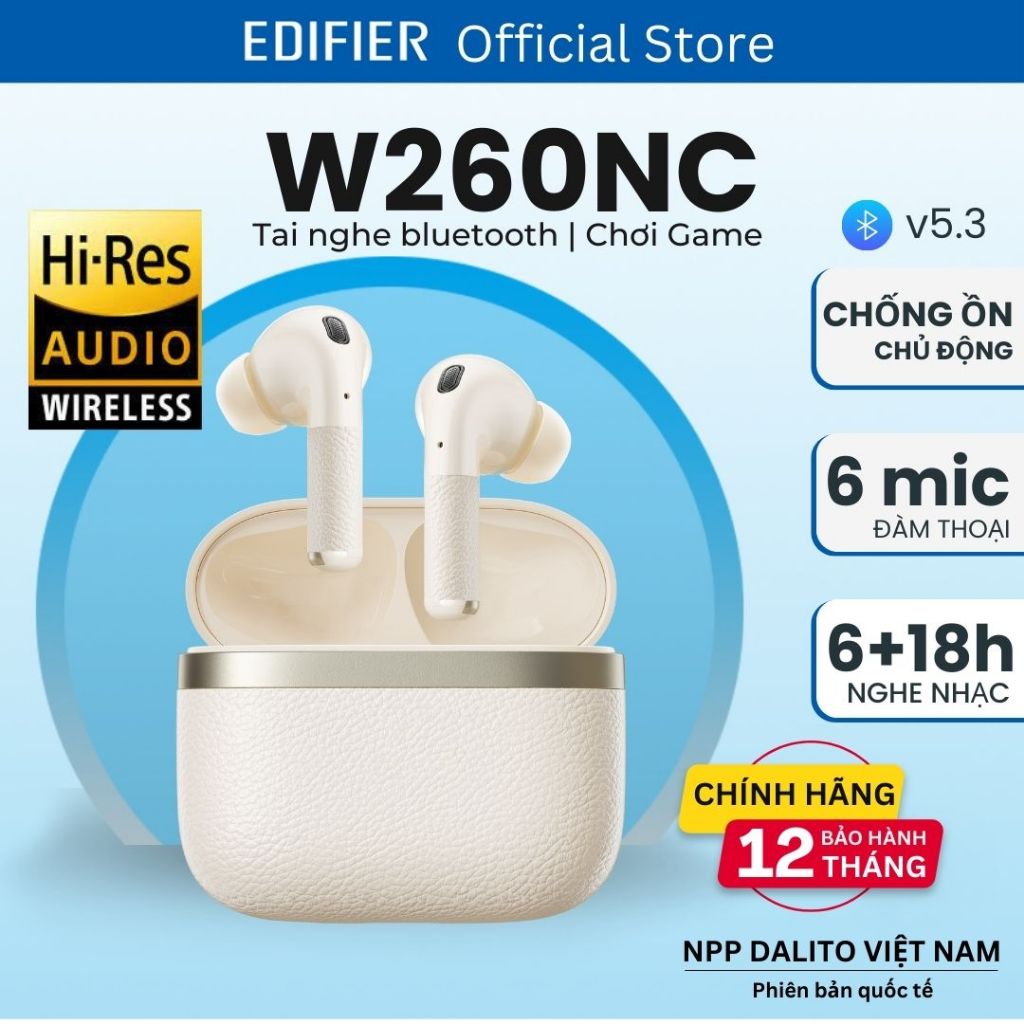 Tai nghe Edifier W260NC bluetooth v5.3 | Chống ồn chủ động mức cao ...