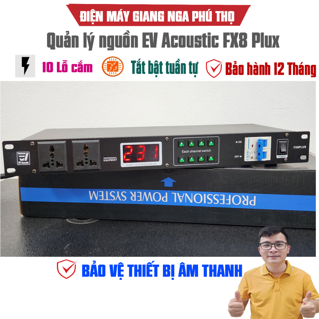 Quản lý nguồn EV Acoustic FX8Plus, quản lý nguồn âm thanh chống nhiễu ...