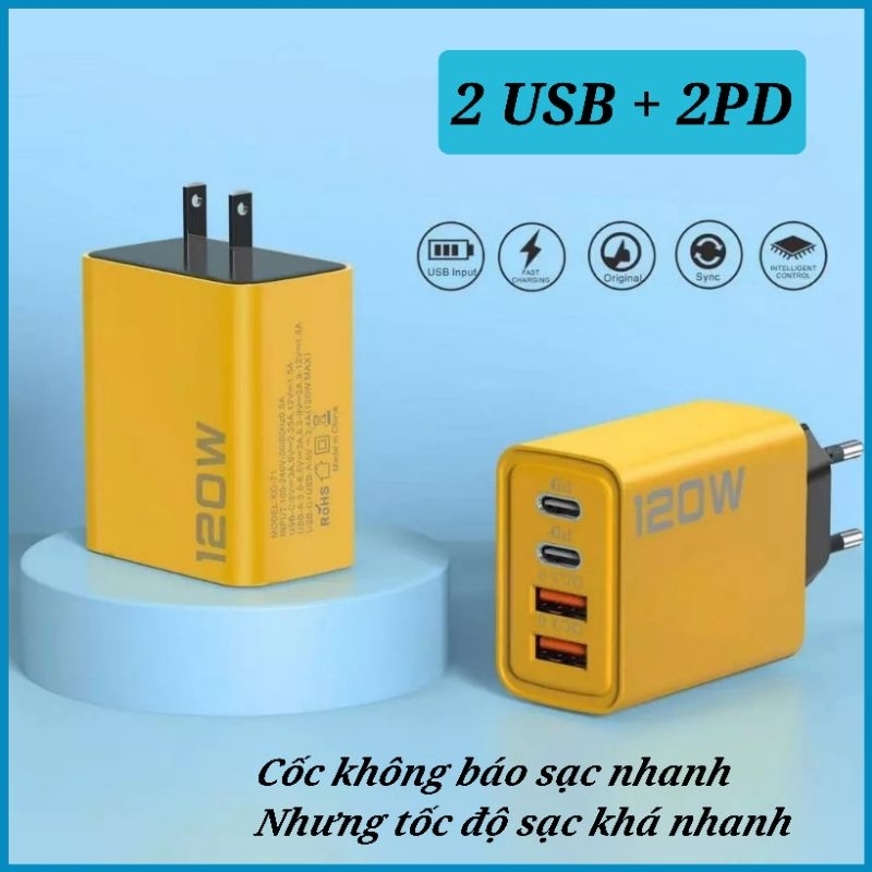 Củ sạc 120W 4 cổng 2 cổng USB + 2 cổng PD | Shopee Việt Nam