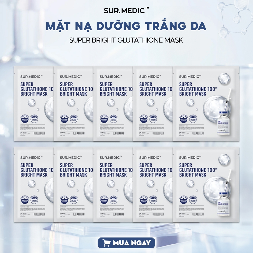 Combo 10 Mặt Nạ Dưỡng Sáng SUR.MEDIC Bright Glutathione Mask 30g x 10 ...