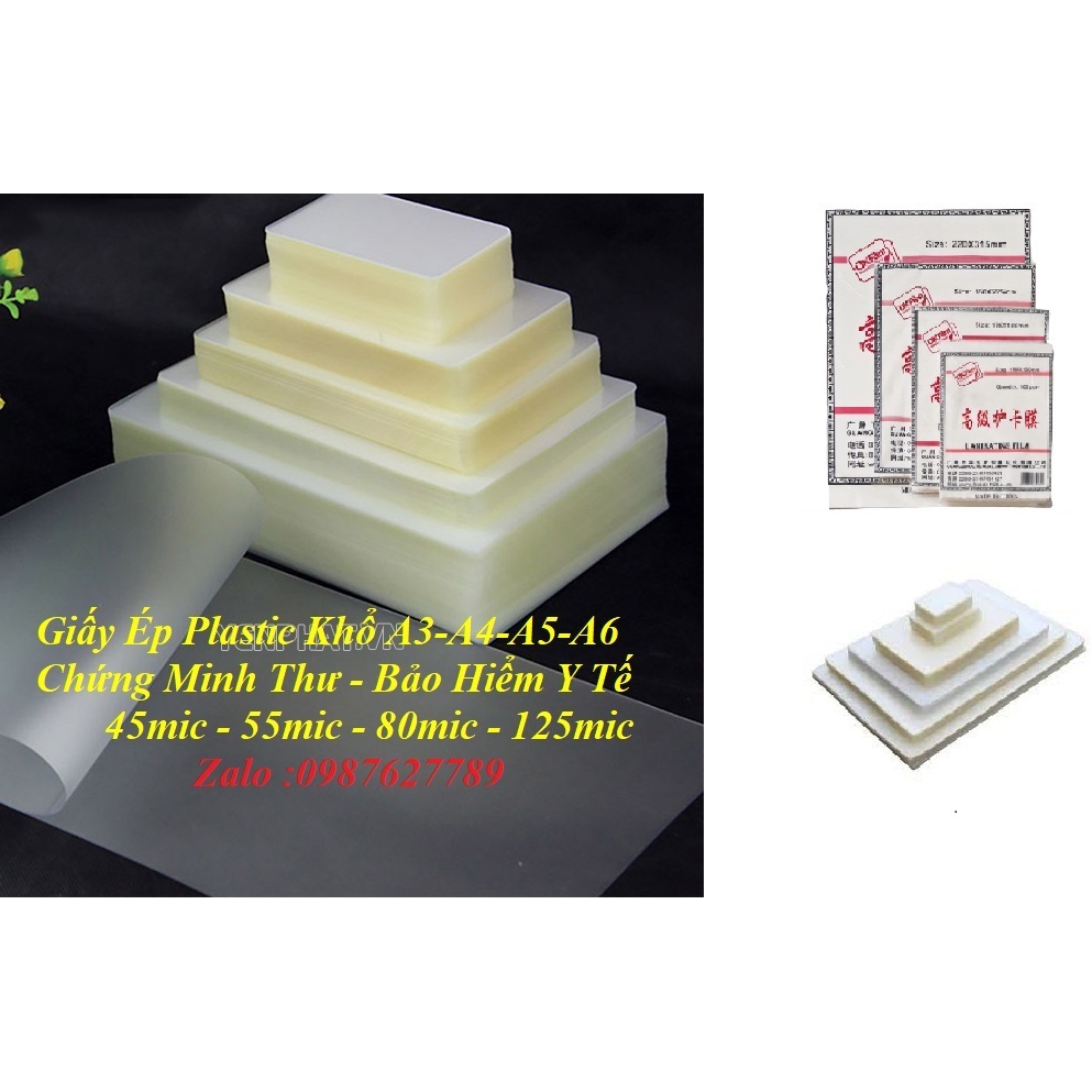 Giấy Ép Plastic Khổ A3-A4-A5-A6-CMT-BHYT đủ size 45mic-55mic-80mic-125mic 100 tờ/tập | Shopee ...