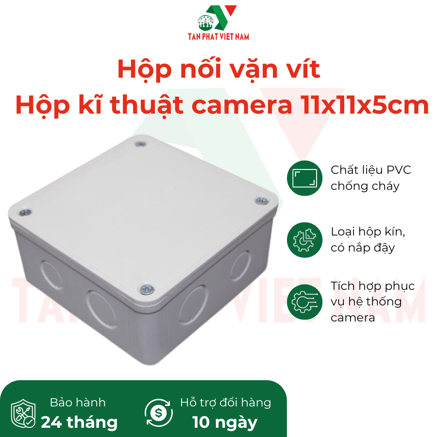 Hộp nối vặn vít - Hộp kĩ thuật camera 11x11x5cm - Phụ kiện hỗ trợ lắp ...