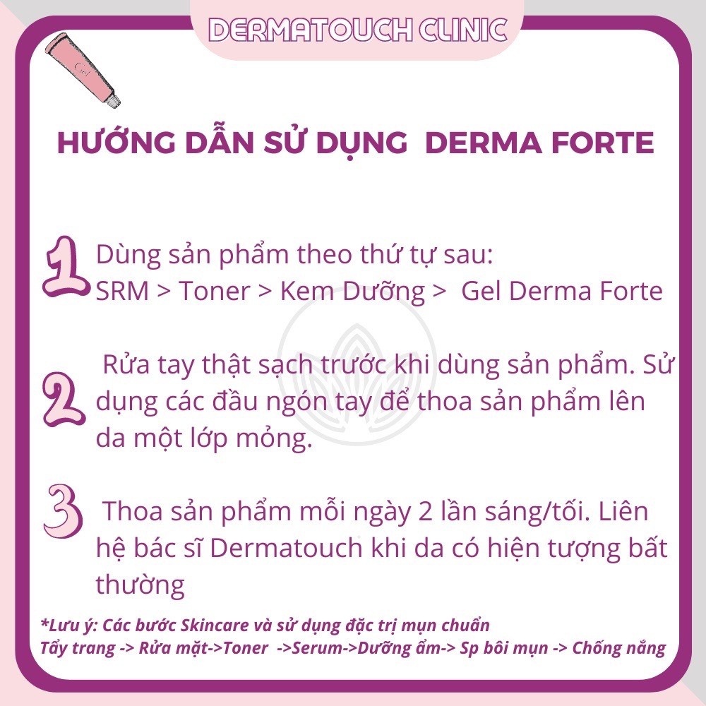Derma Forte Gel 15g - Giúp Giảm Mụn Trứng Cá, Ẩn, Đầu Đen, Giảm Thâm (bản thương / bản advanced ...