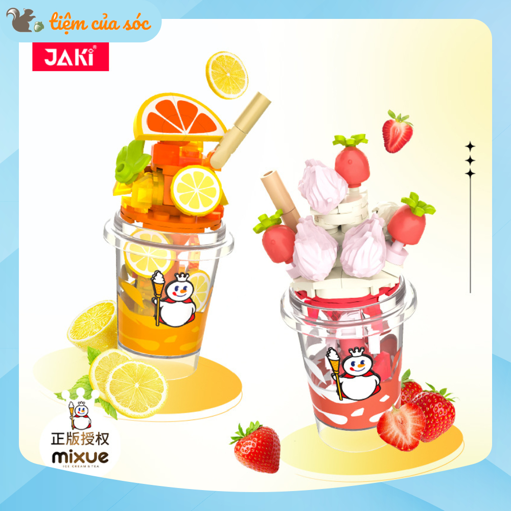 Đồ chơi xếp hình lego cốc trà sữa mixue đáng yêu trang trí bàn học bàn ...