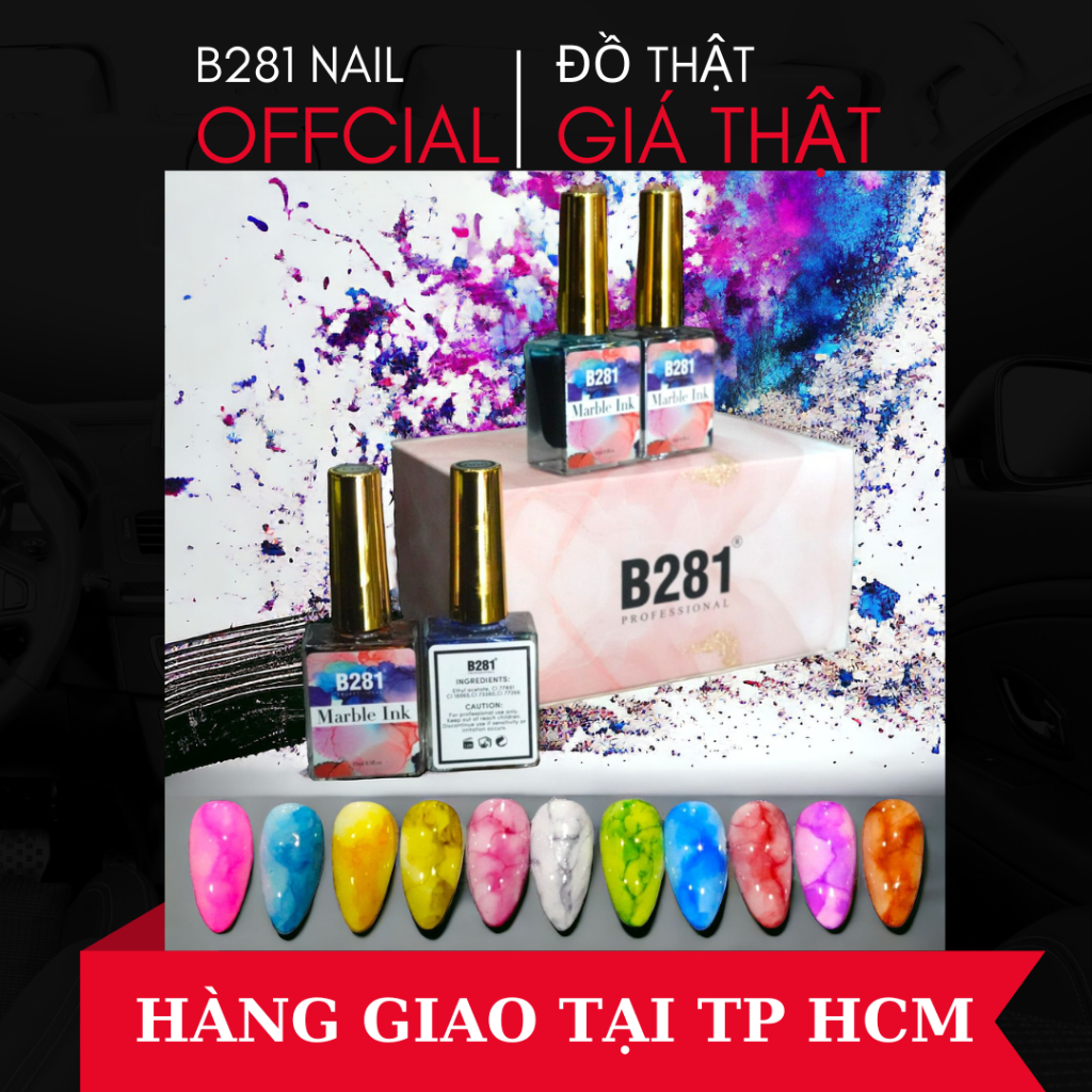 Set Cồn Loang Nail , Gel Loang B281 Marble Ink 12 Màu ( Độ đặc gấp 3 ...