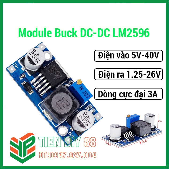 Mạch Hạ Áp Buck DC-DC LM2596 3A ( Vào 3.2-40VDC Ra 1.25-35VDC ) | Shopee Việt Nam