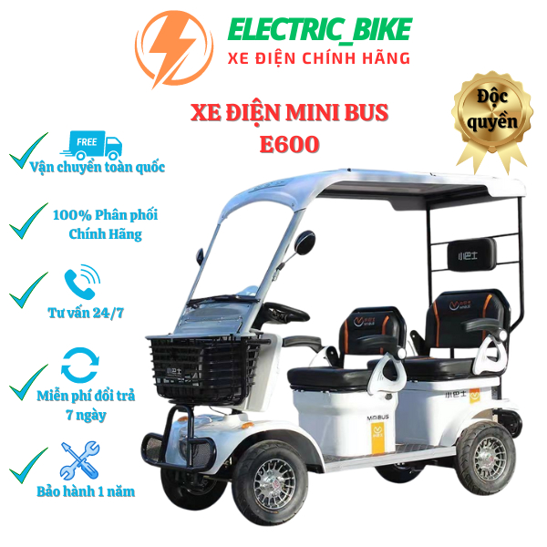 Xe điện 4 bánh MINI BUS E600, Phiên bản nâng cấp 2024, Động cơ 1200W ...