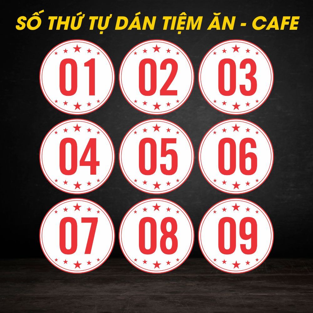 AZ STICKER - Decal Số Thứ Tự Đánh Dấu Số Bàn Cho Tiệm Trà Sữa, Phở ...