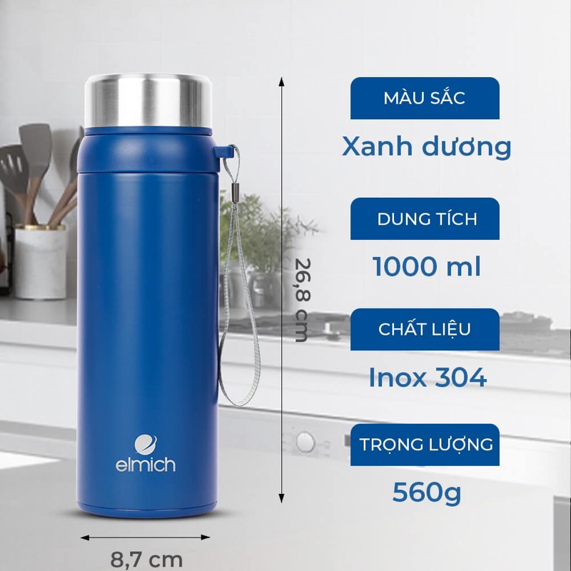 [ CAM KẾT CHÍNH HÃNG] Bình giữ nhiệt inox 304 ELMICH EL-3683 dung tích 1000ml | Shopee Việt Nam