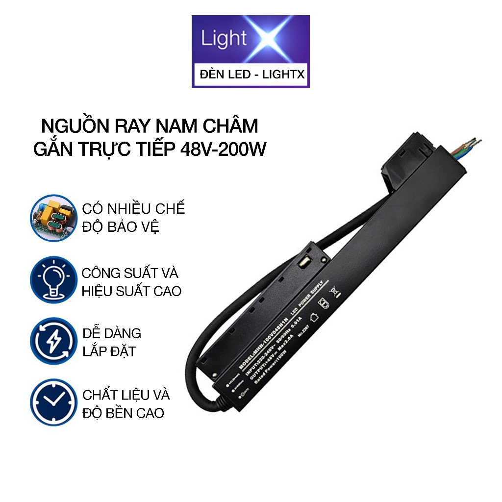 Phụ Kiện Nguồn Lắp Trực Tiếp Công Suất 200W Cho Đèn Ray Nam Châm Chức Năng Chuyển Đổi Nguồn Điện ...