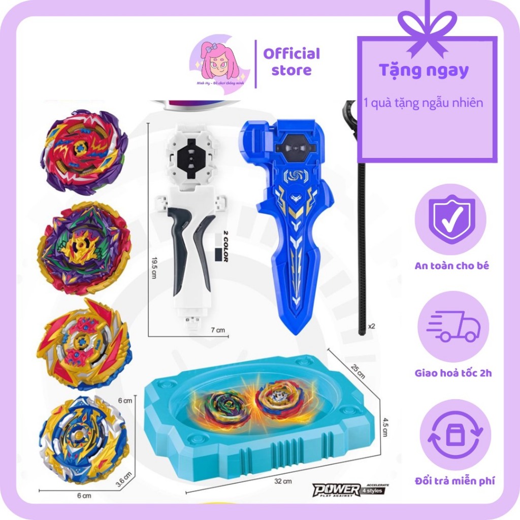Bộ 4 con quay STORMGYRO + 2 tay phóng +1 sàn đấu - SP000174 | Shopee ...