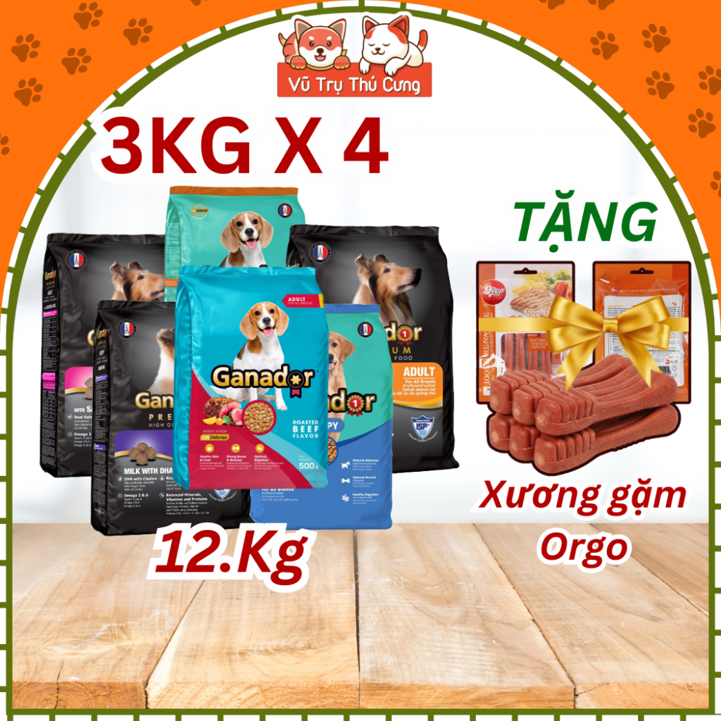 (12Kg) Thùng 4 Gói 3Kg Thức Ăn Hạt Ganador Cho Chó Nhiều Dinh Dưỡng | Shopee Việt Nam