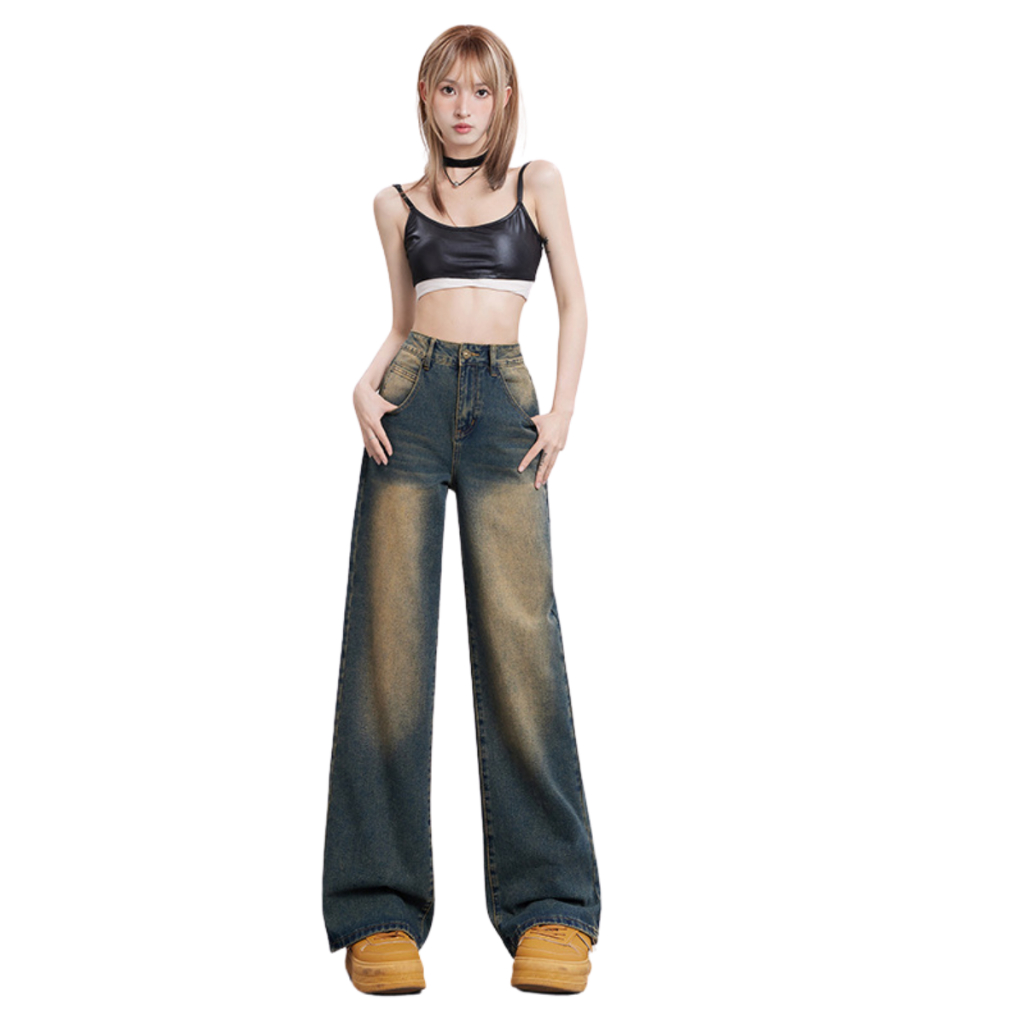 Quần Jean Loang Màu Ống Rộng Dáng Suông Nữ Unisex WASH MIAA, Quần Bò ...