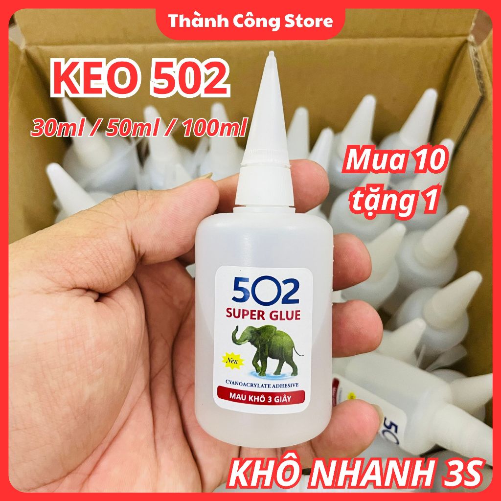 Keo 502 con voi loại tốt, keo dán sắt dung tích 30-50-100ml (mua 10 tặng 1 chai cùng loại ...