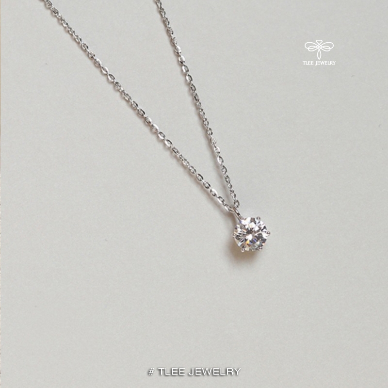 Dây chuyền bạc nữ TLEE, vòng cổ mặt đá sáng 6mm đơn giản TLEE JEWELRY ...