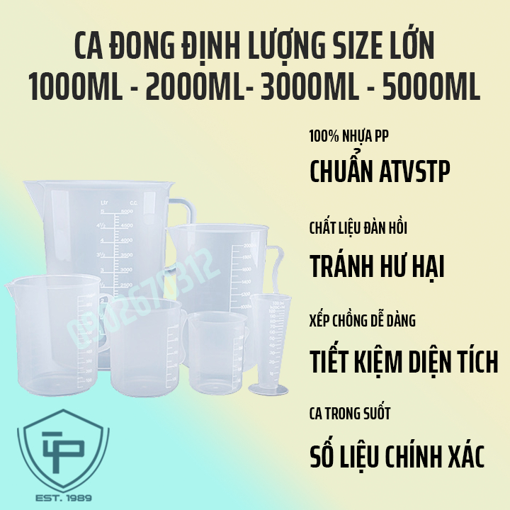 Ca Đong Định Lượng PP Size Lớn 1000ml - 2000ml - 3000ml - 5000ml Chuẩn ATVSTP, Chất Lượng, Bền ...