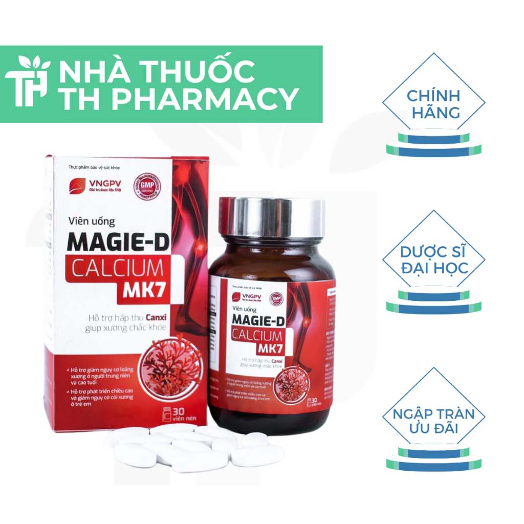 Magie-D Calcium MK7 - Bổ sung Canxi hữu cơ, không lắng cặn cho xương chắc khỏe hộp 30v TH ...