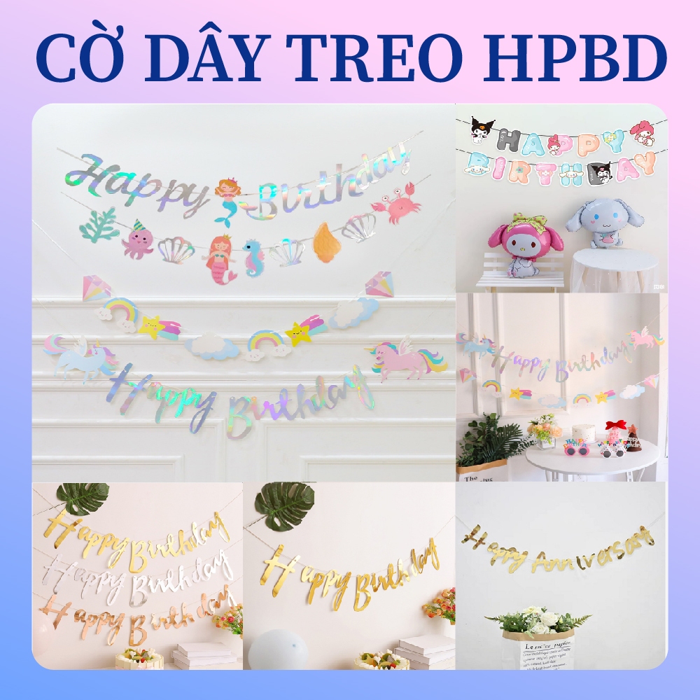 Dây Chữ HPBD, Fullmonth, Anniversary Ép Kim Mảnh Nghiêng CNC Trang Trí ...