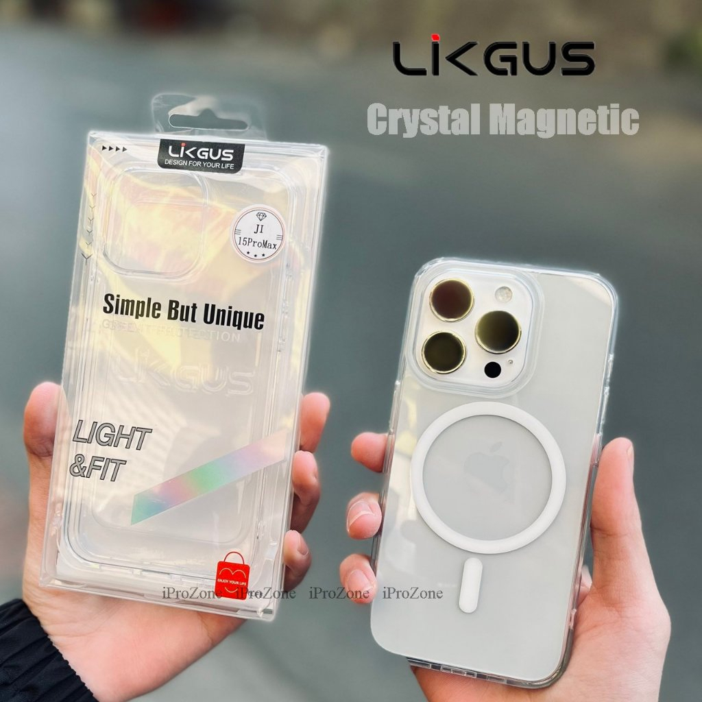 Ốp lưng iphone LIKGUS Crystal Magnetic Case - Ốp lưng trong hỗ trợ sạc ...