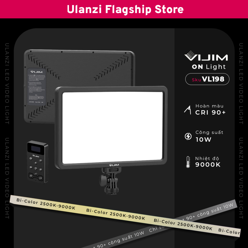 Ulanzi Vijim VL198 Bi-Color LED Key Light Đèn Led Panel kèm Remote điều khiển chính hãng ...