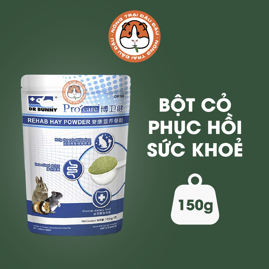 Bột Cỏ Phục Hồi Chức Năng Khẩn Cấp Cho Thỏ, Bọ Ú, Chinchilla DrBunny Procare DR359 150g | Shopee ...