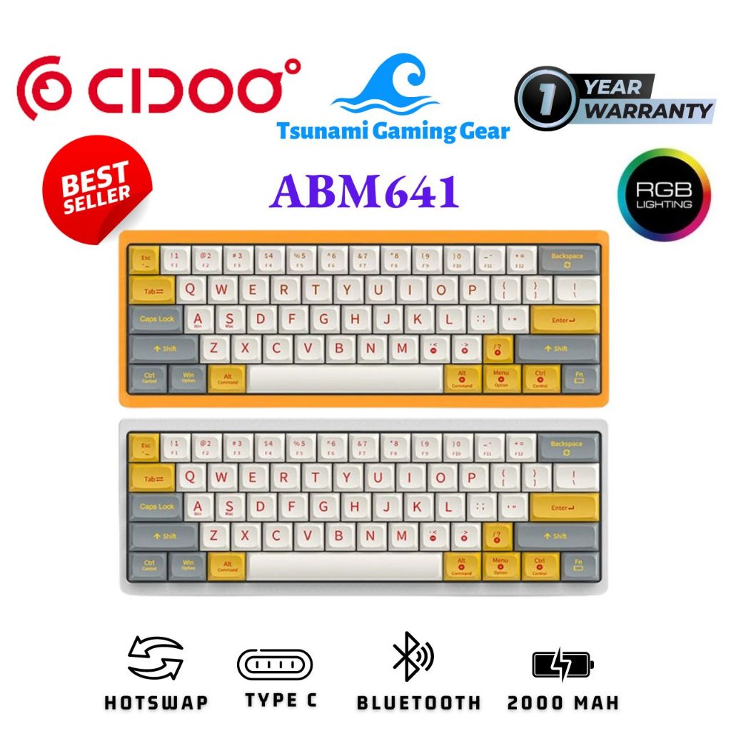 Bàn phím cơ Cidoo ABM641/ RGB/ Dual mode (Bluetooth/ USB Type C) / vỏ ...